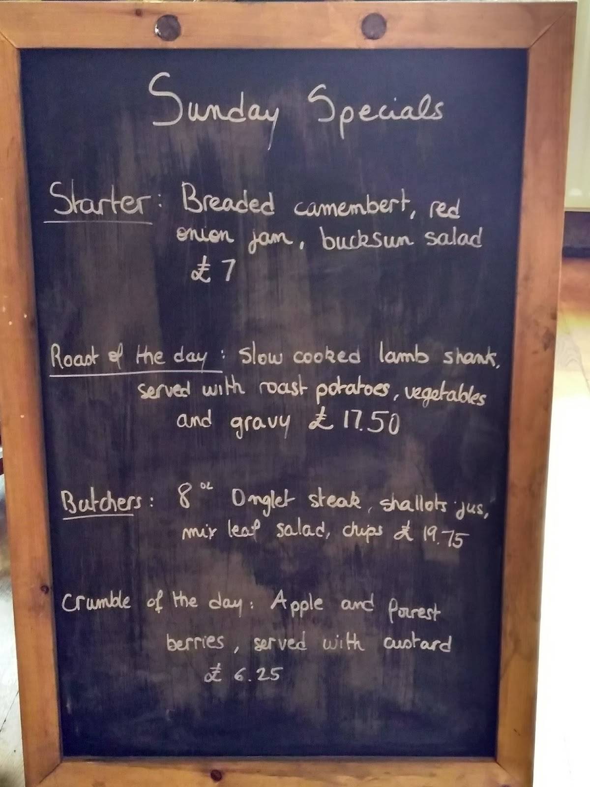 Menu at The Bear & Ragged Staff restaurant, Oxford