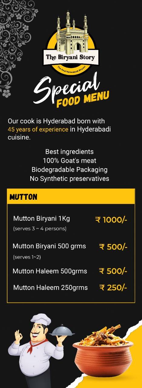 Menu at The Biryani Story, Hyderabad