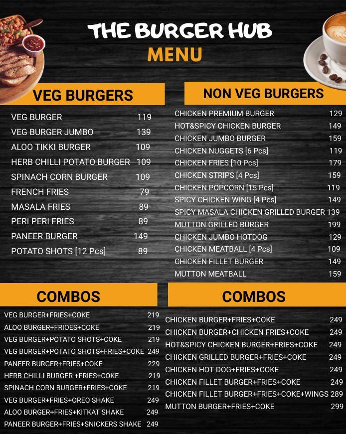 Menu at The Burger Hub, Bengaluru, 189
