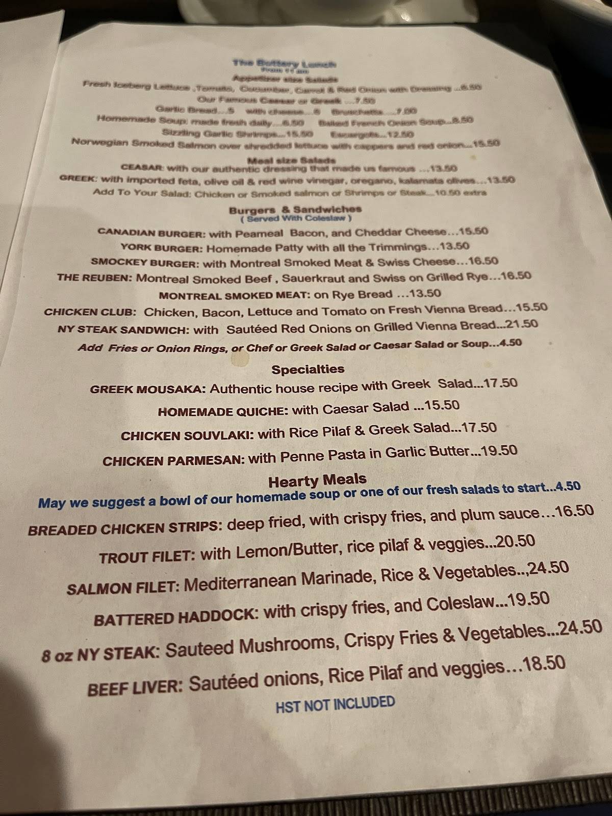 Menu at The Buttery Restaurant, Newmarket