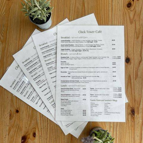Menu at The Clock Tower Cafe, Anstruther