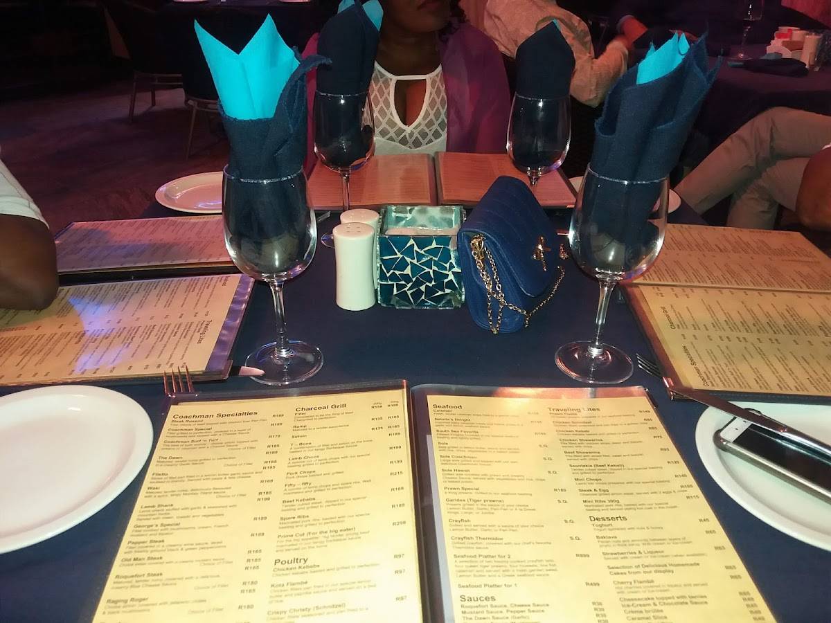 Menu at The Coachman Restaurant, Port Elizabeth, Brookes on the bay