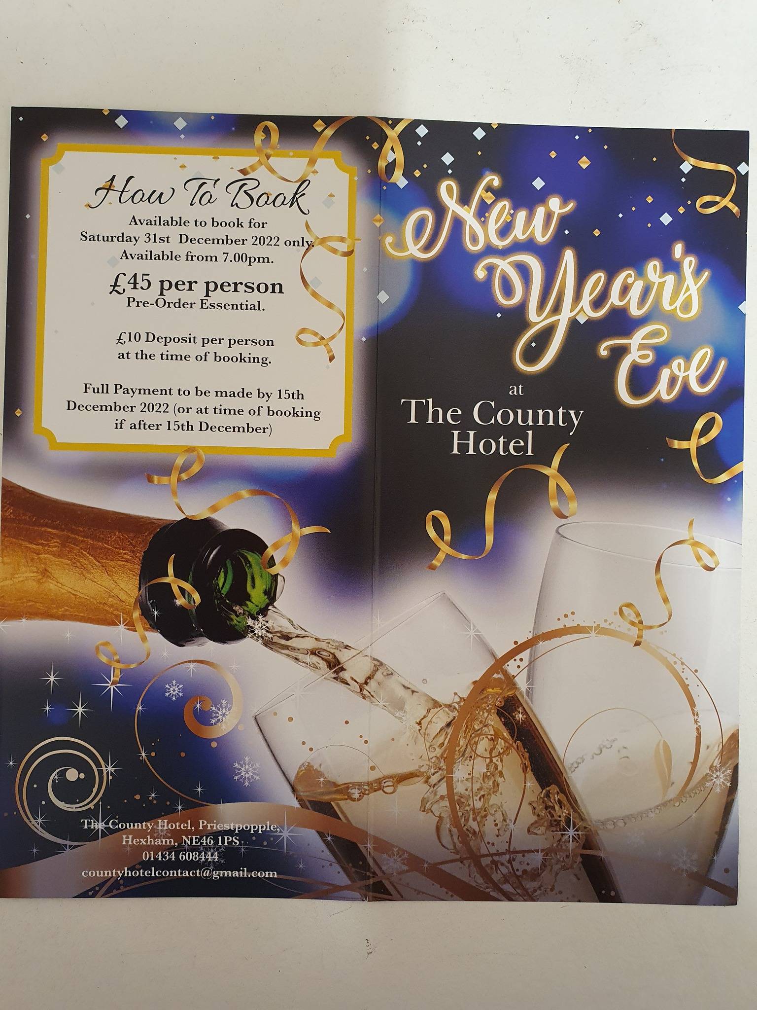 Menu at The County Hotel pub & bar, Hexham