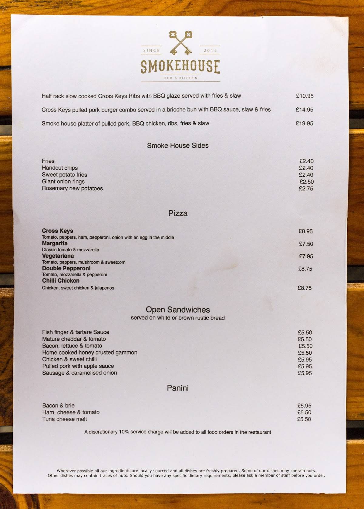 Menu at The Cross Keys restaurant, Great Missenden