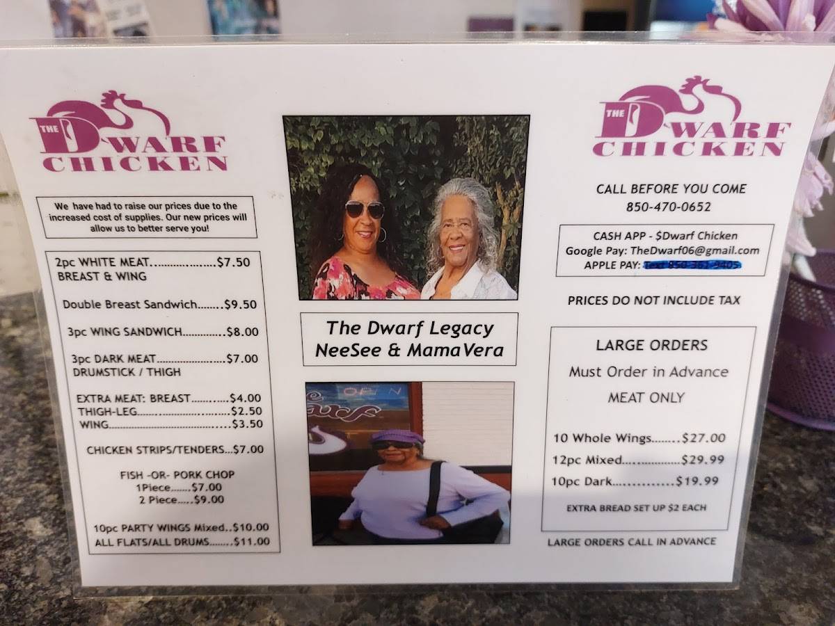 Menu at The Dwarf Chicken Stand fast food, Pensacola