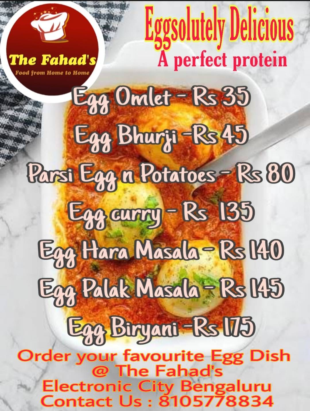 Menu at The Fahad's, Bengaluru