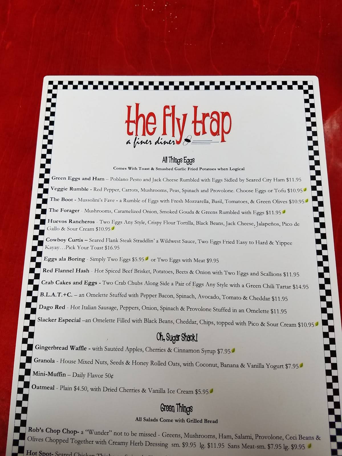 Menu at The Fly Trap a Finer Diner restaurant, Ferndale