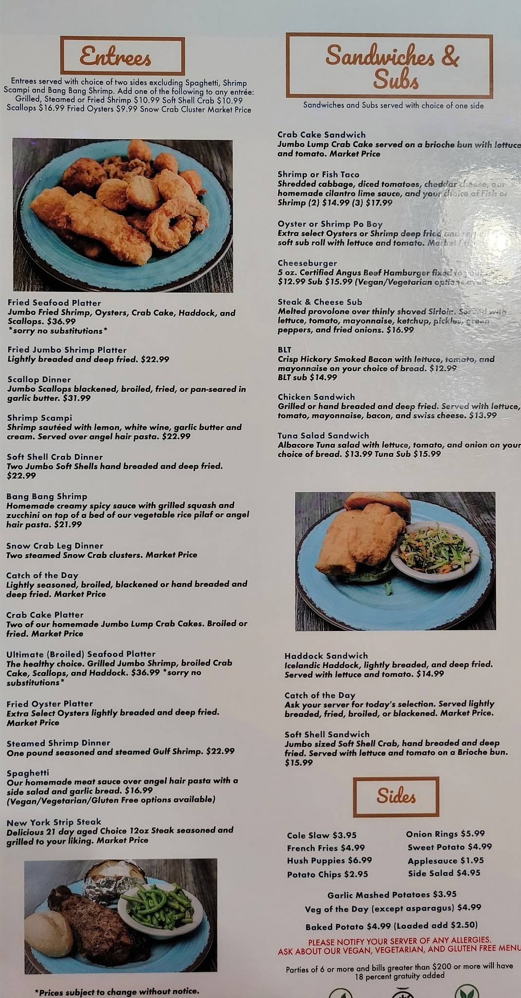 Menu at The Foxy Fish restaurant, Mechanicsville