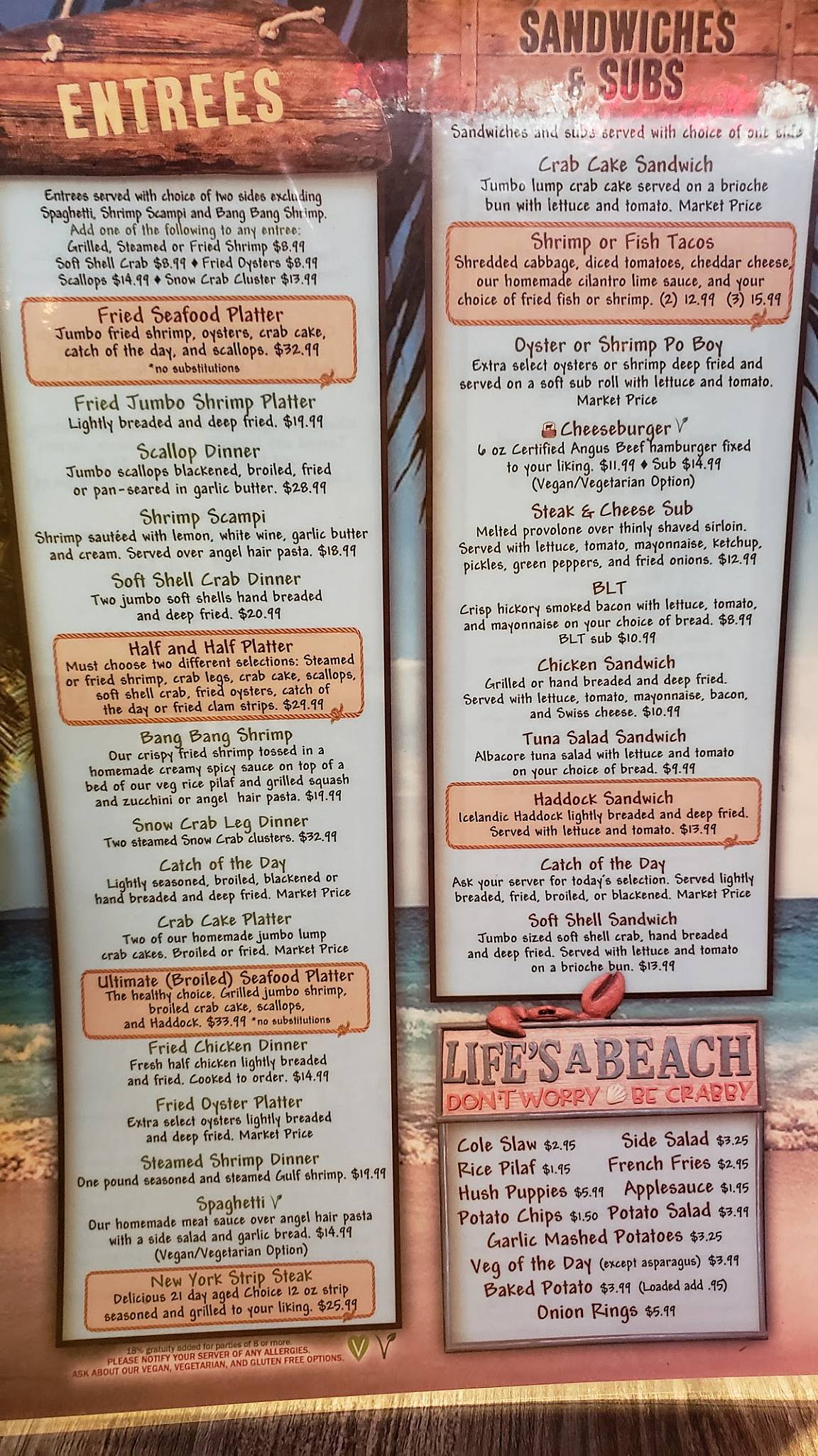 Menu at The Foxy Fish restaurant, Mechanicsville