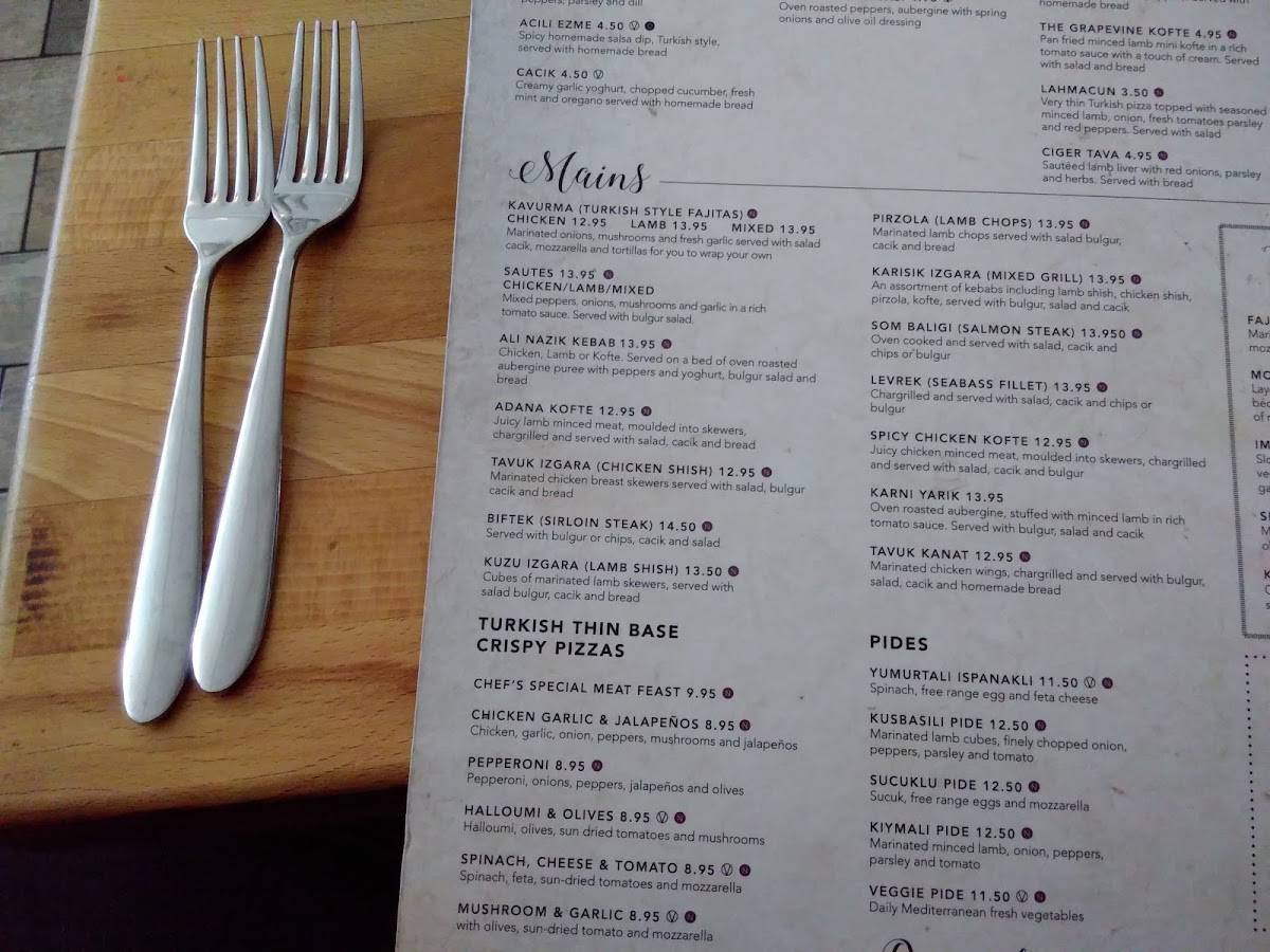 Menu at The Grapevine Turkish Restaurant, Letchworth Garden City