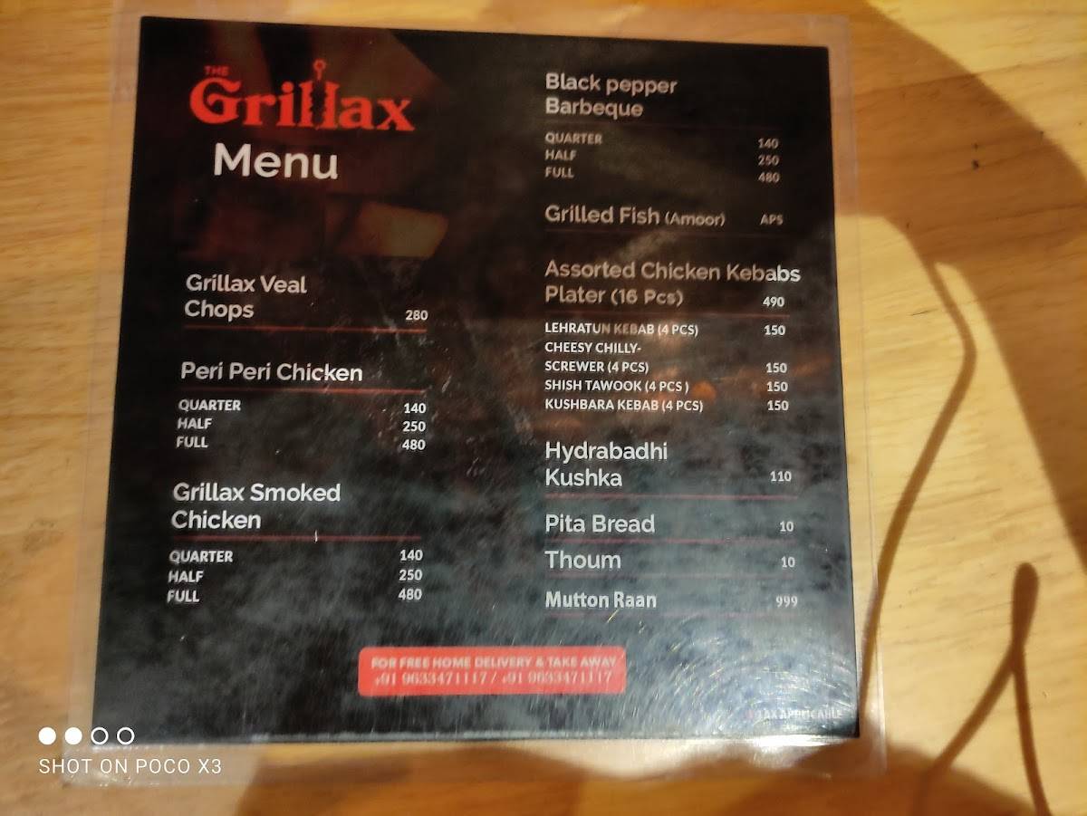 Menu at The Grillax - South Beach, Kozhikode