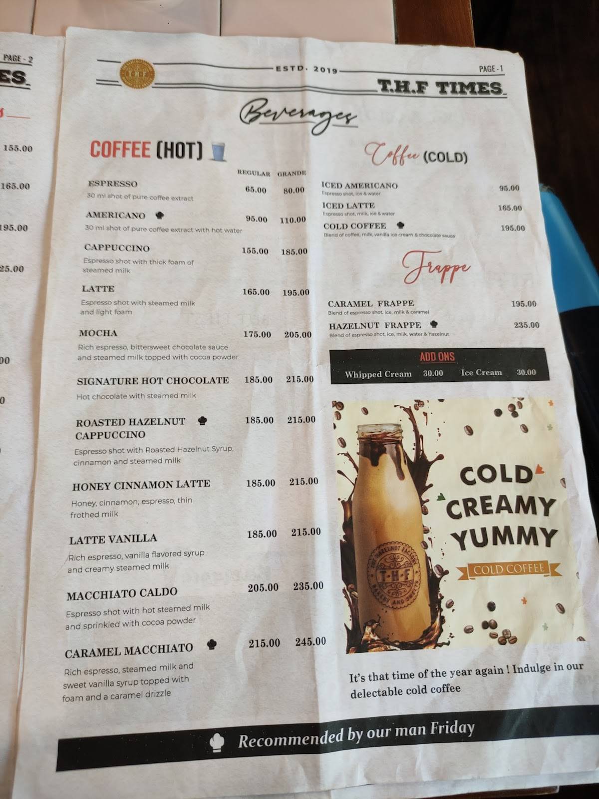 Menu at The Hazelnut Factory - Cafe in Lucknow, Lucknow, Math