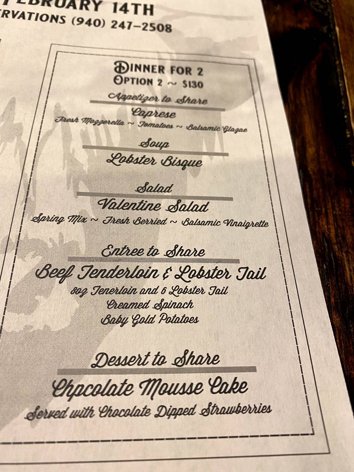 Menu at The Highlander Public House, Wichita Falls