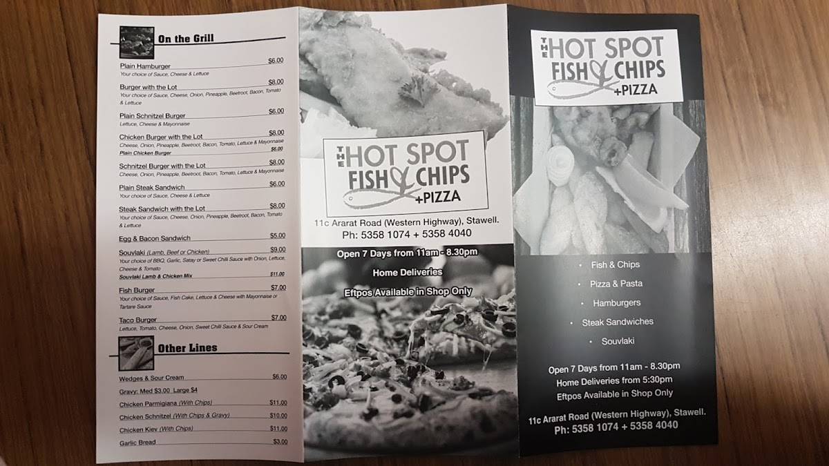 Menu at The Hot Spot restaurant, Stawell