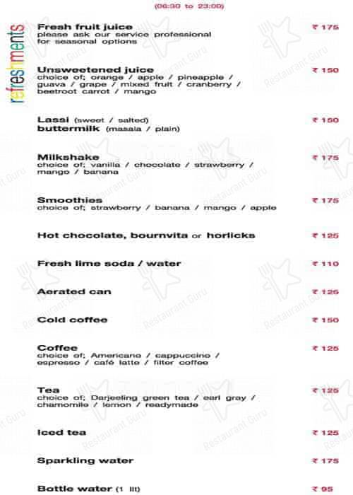 Menu at ramada encore, Bengaluru