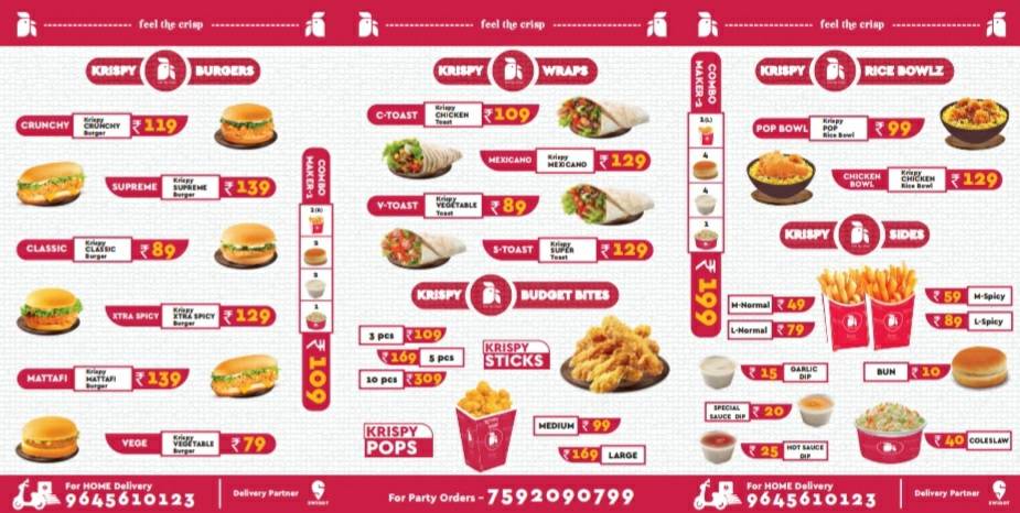 Menu at The Krispy House Convent Square The Most Crispy Fried Chicken ...