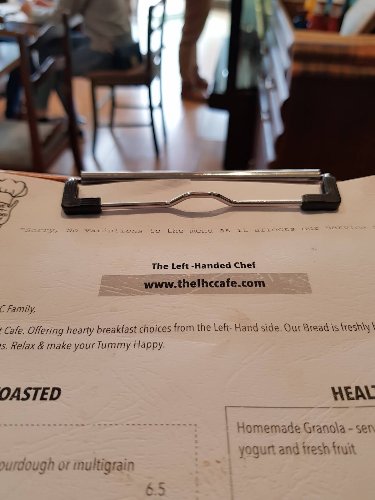 Menu at The Left Handed Chef restaurant, South Melbourne