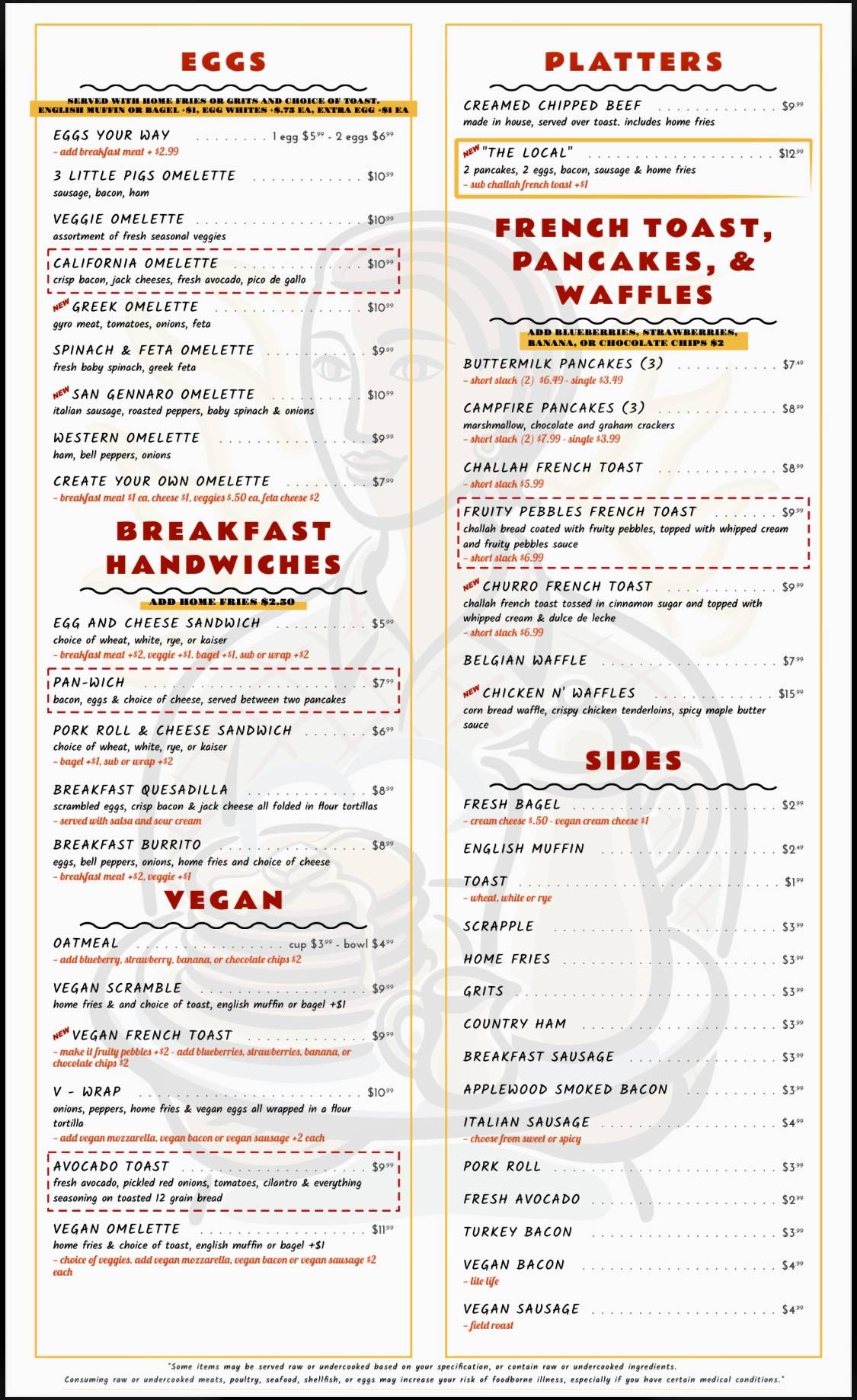 Menu at The Local’s Spot restaurant, Egg Harbor Township
