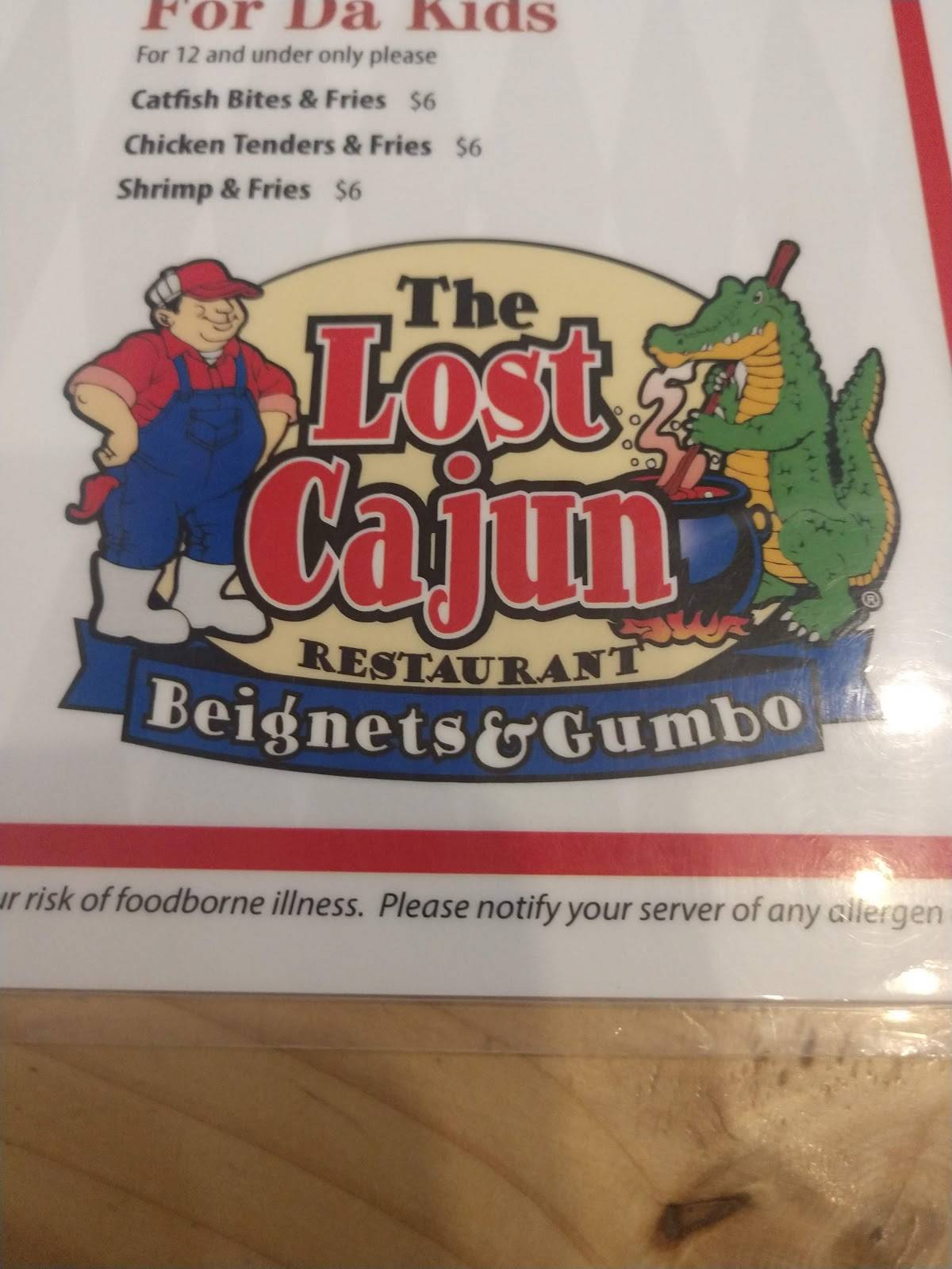 Menu at The Lost Cajun restaurant, Pagosa Springs