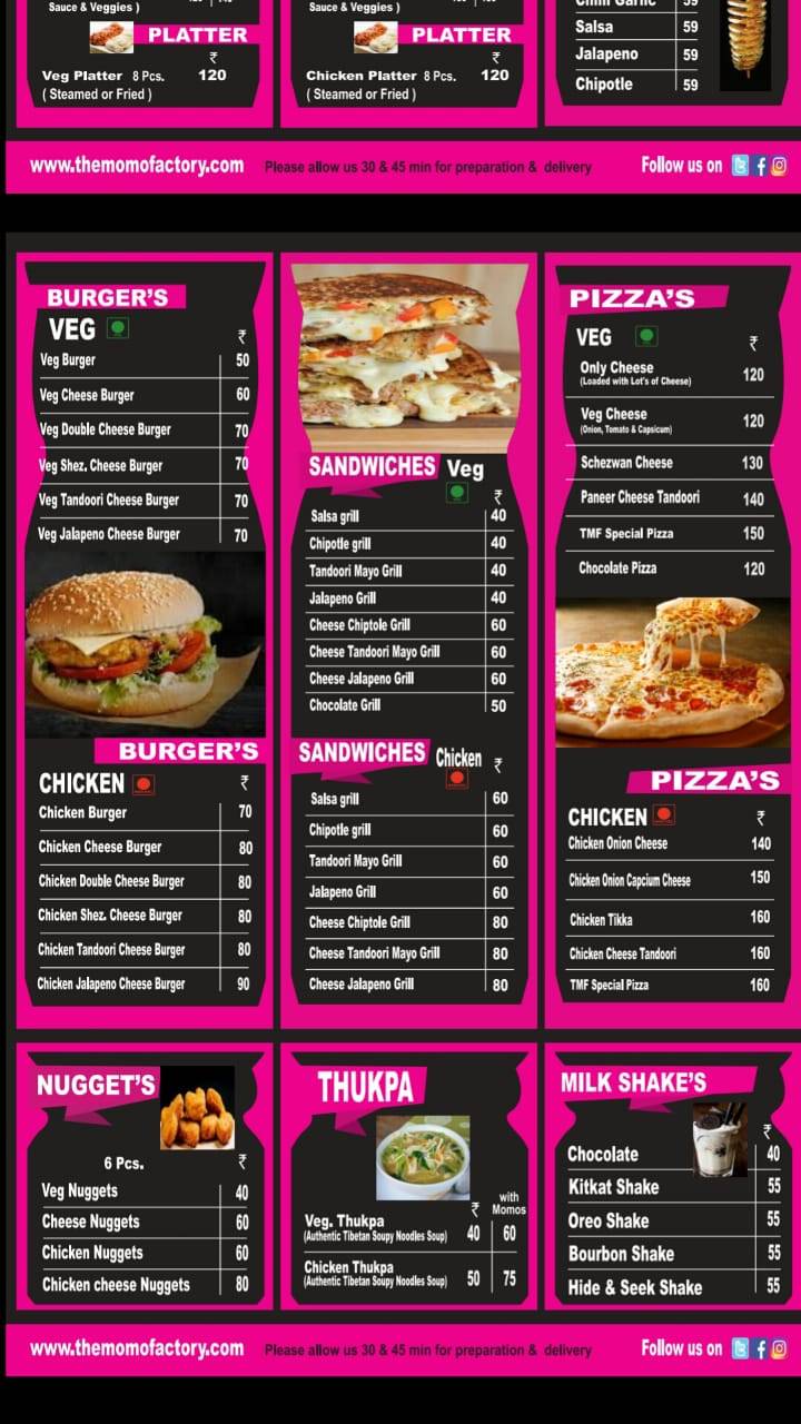 Menu at The MOMO Factory, Mumbai, T-1