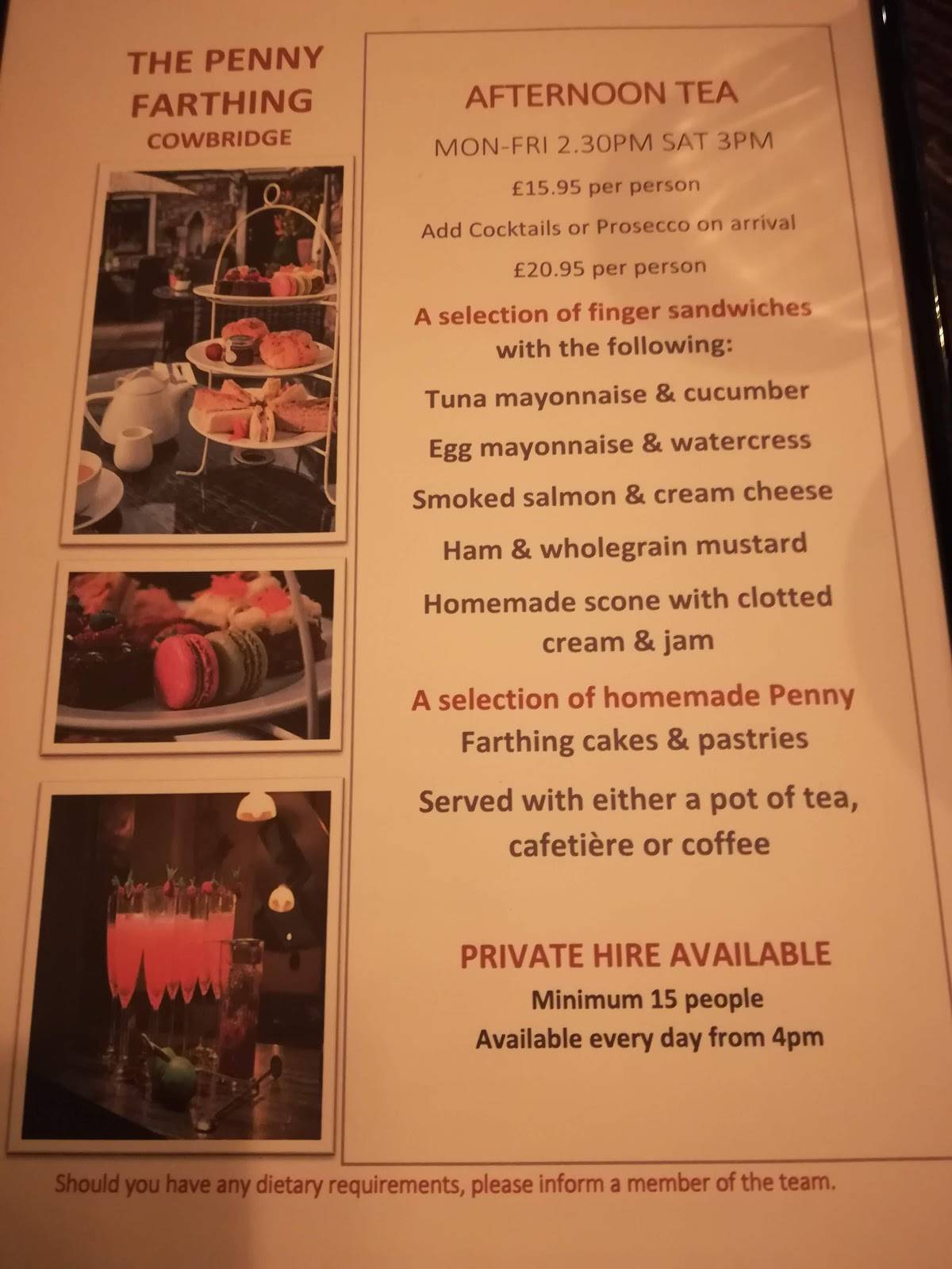 Menu at The Penny Farthing - Cowbridge pub & bar, Cowbridge