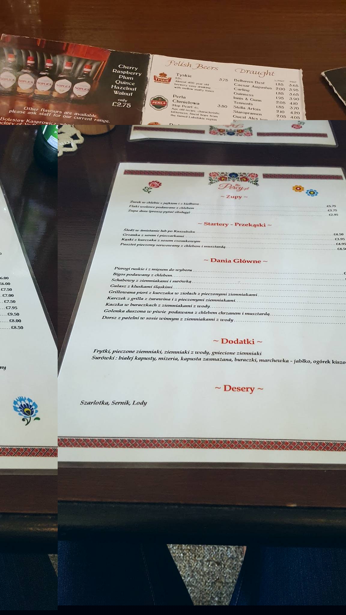 Menu at The Percy restaurant, Edinburgh