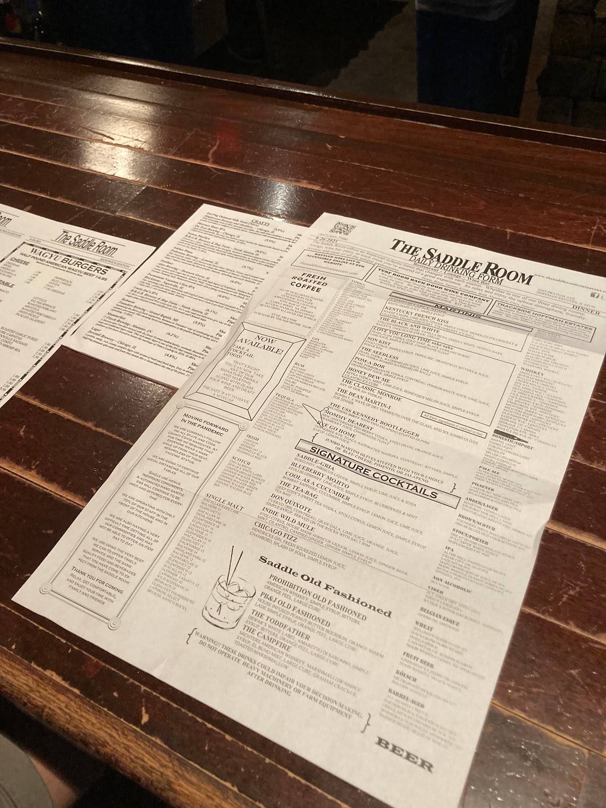 Menu at The Saddle Room pub & bar, Hoffman Estates