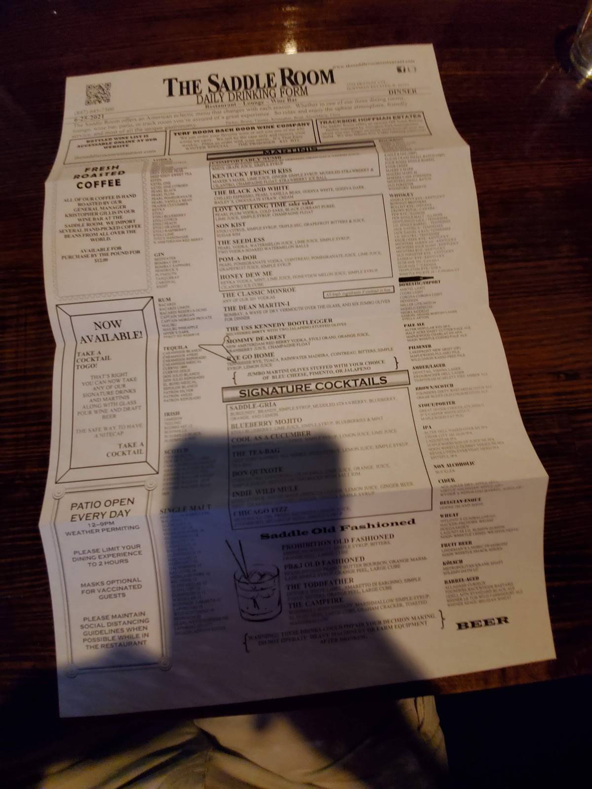 Menu at The Saddle Room pub & bar, Hoffman Estates
