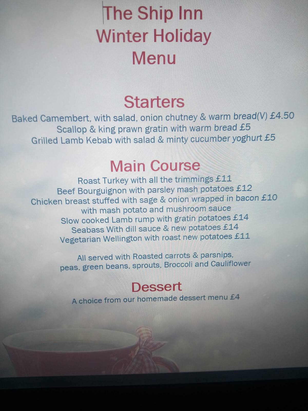 Menu at The Ship Inn pub & bar, Tean, Cheadle Rd