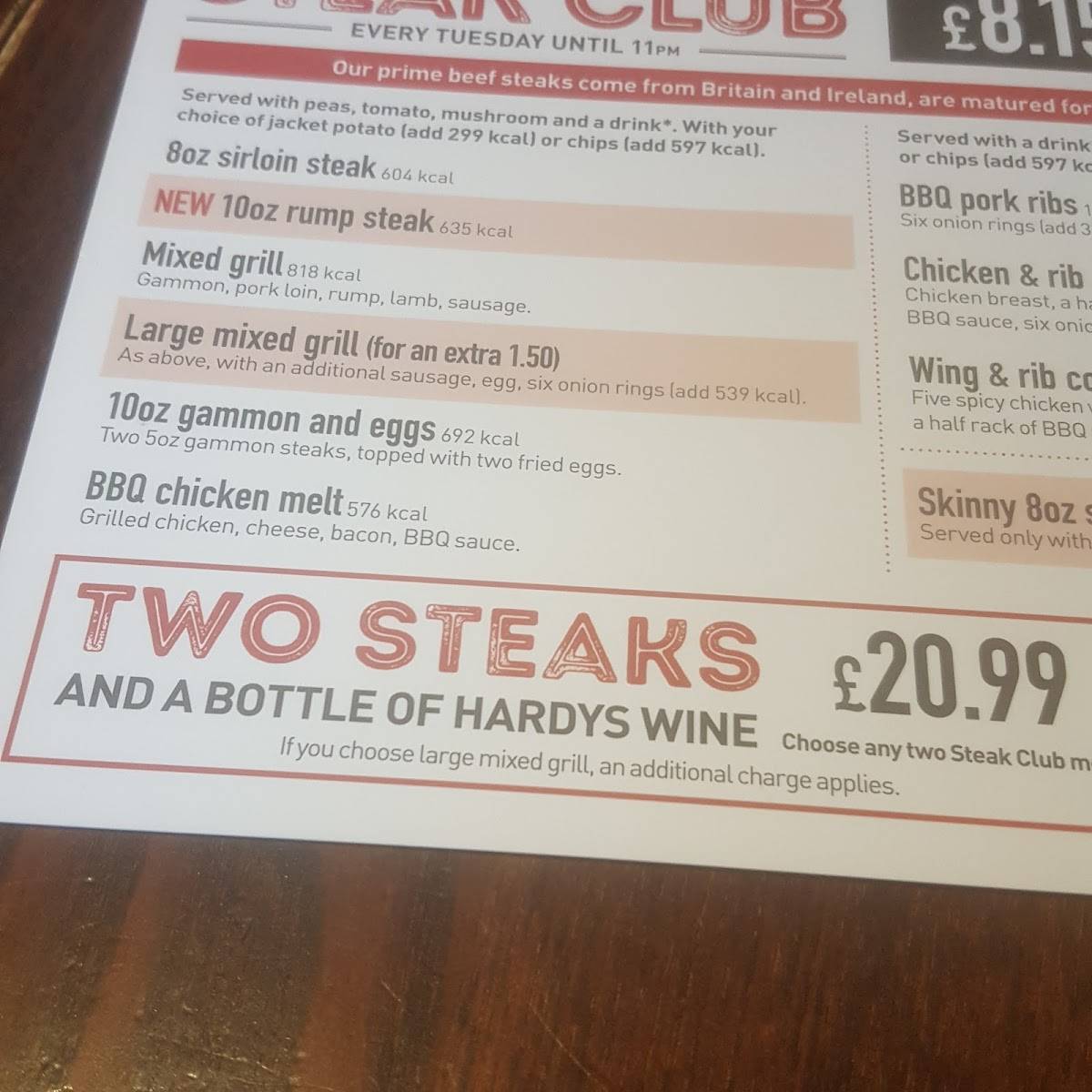 Menu at The Spa Lane Vaults - JD Wetherspoon pub & bar, Chesterfield ...
