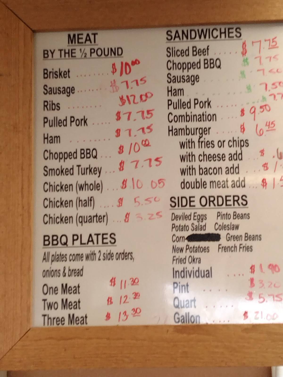 Menu at The Sticks BBQ Etc, Brownwood