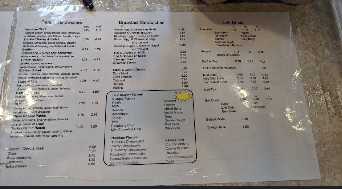 Menu at The Victorian Cafe, Hale