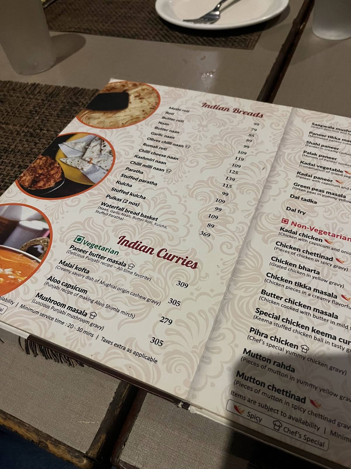Menu at The Waterfall Restaurant, Chennai