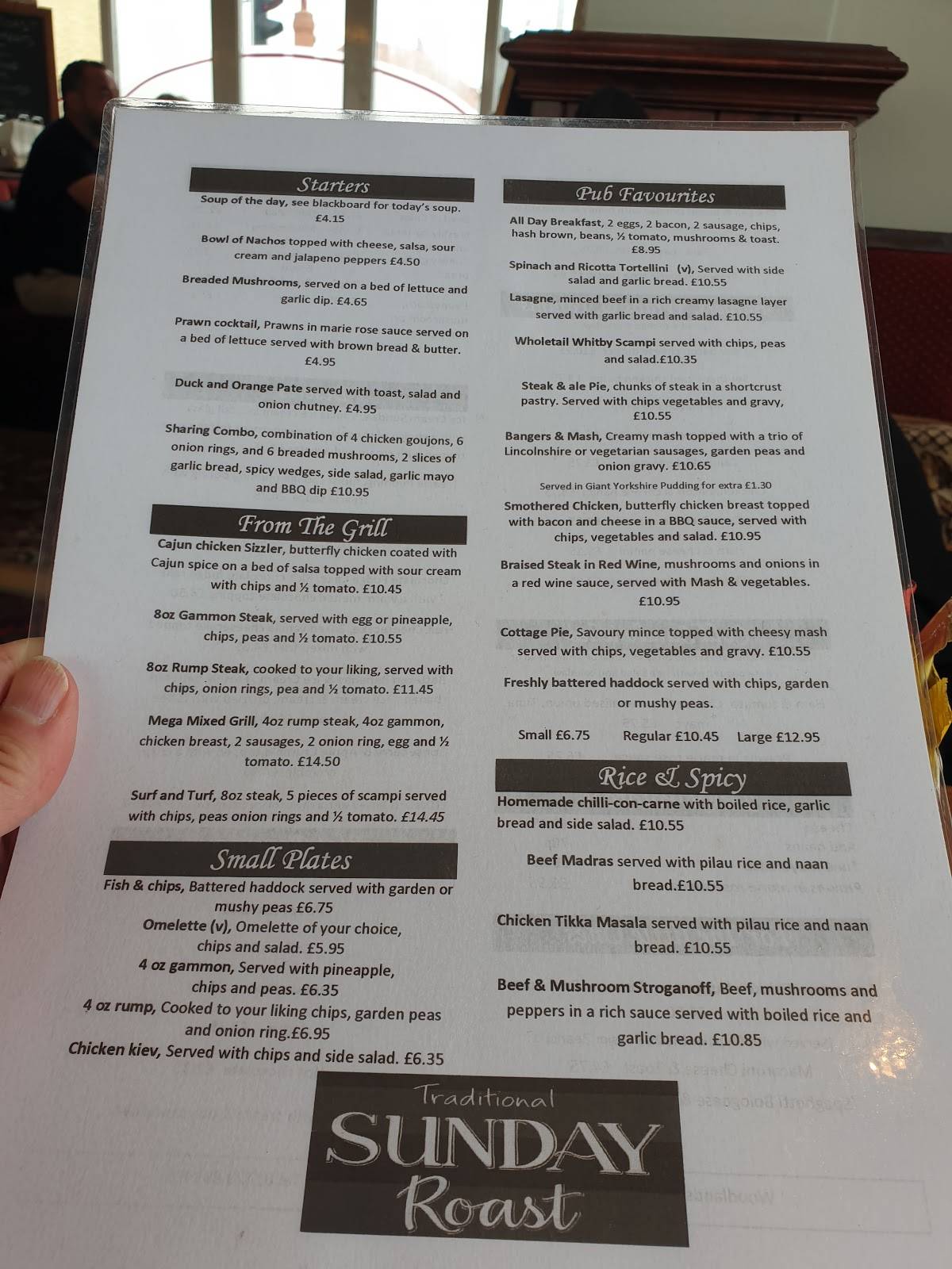 Menu at The Woodlands Pub, Harrogate
