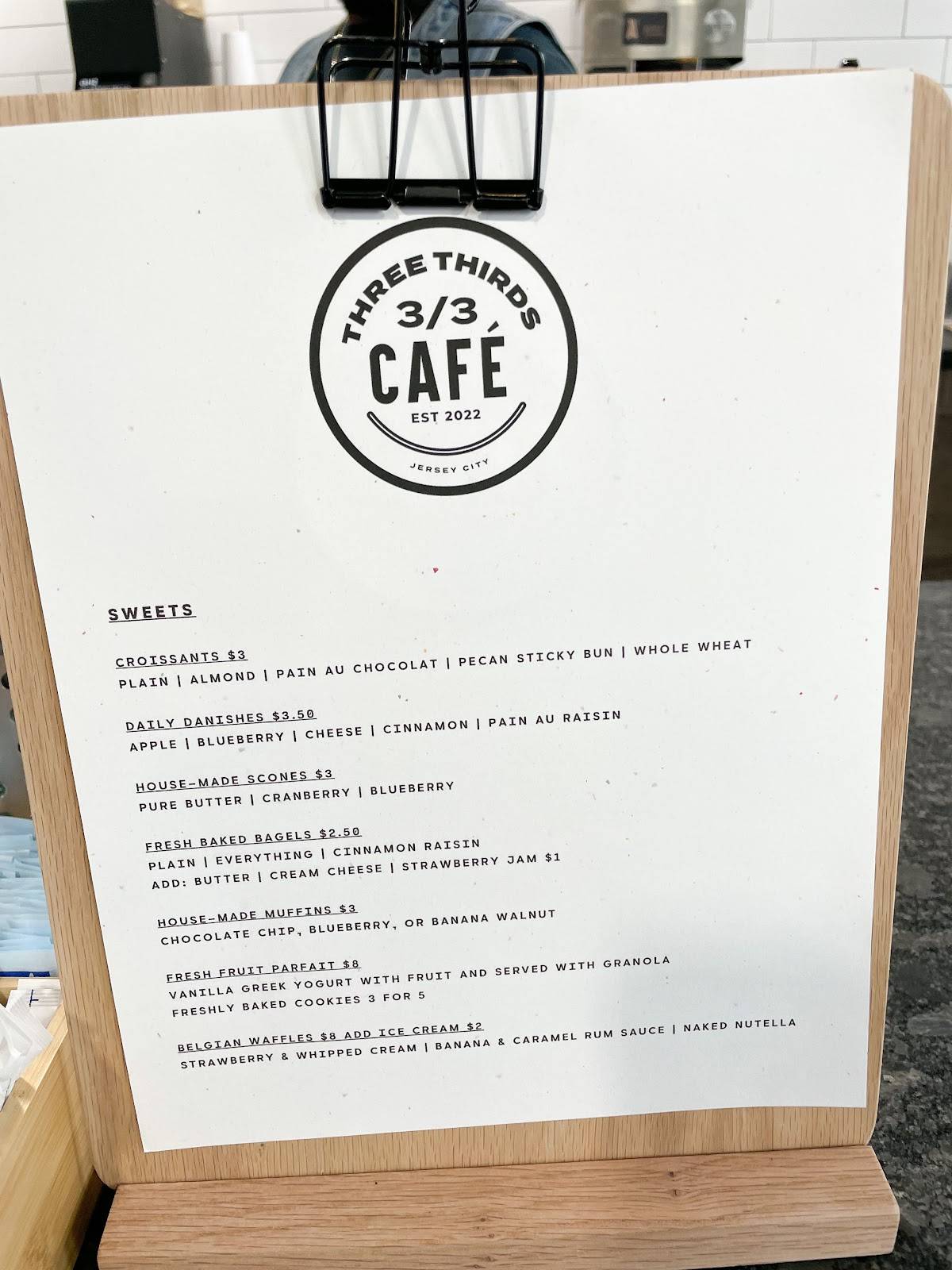 Menu at Three Thirds Cafe, Jersey City