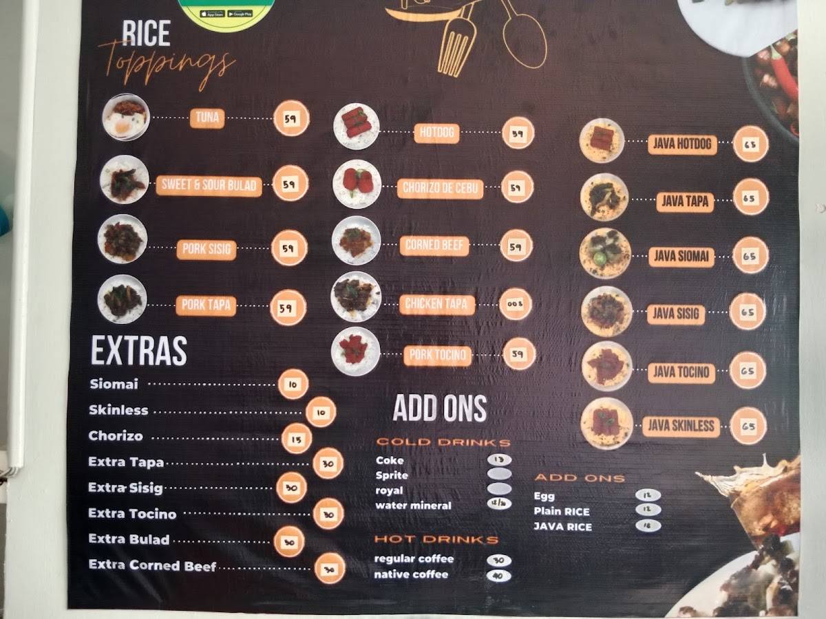 Menu at Tito A, Dumaguete