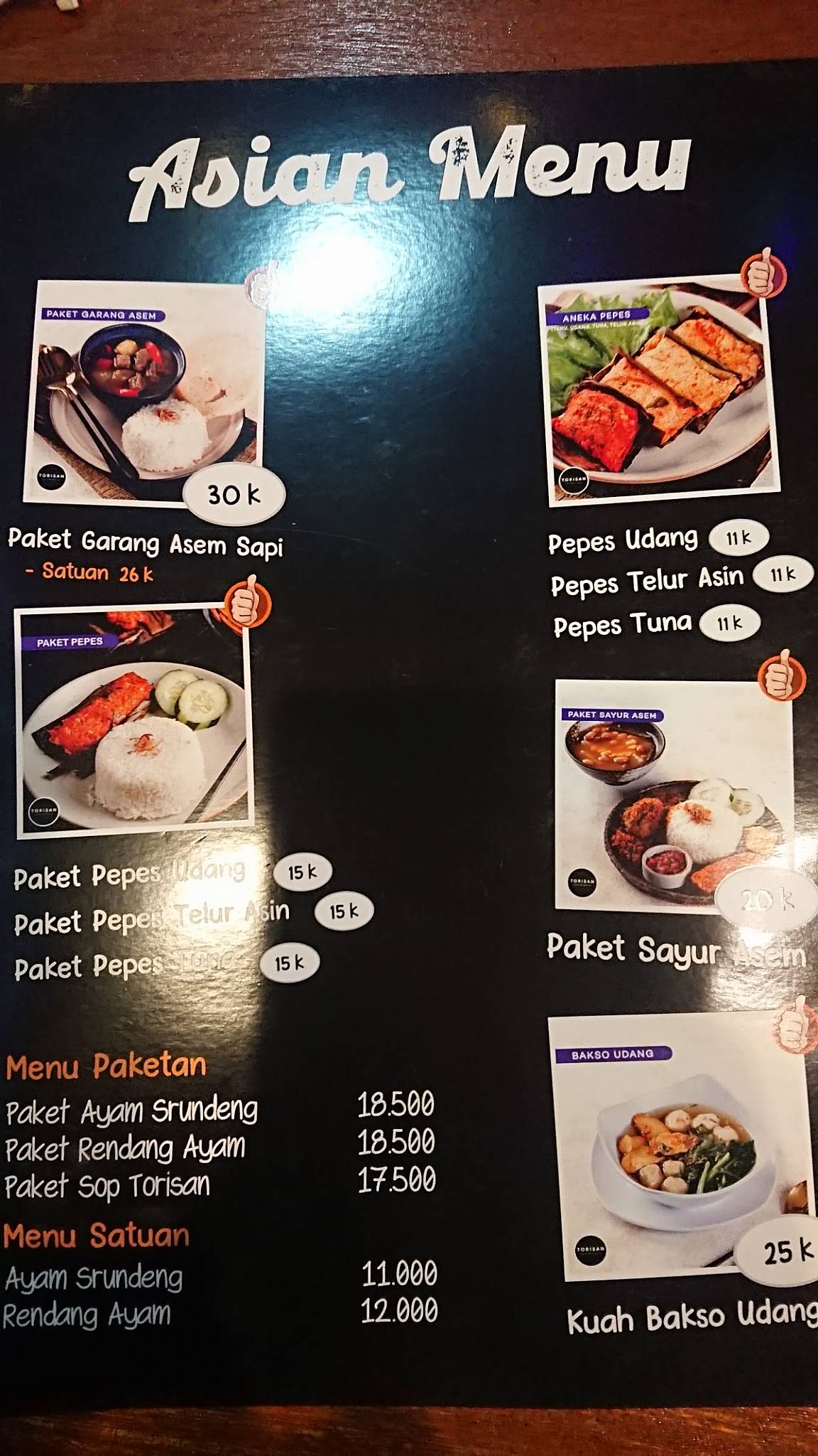 Menu at Torisan Cafe & Hotel, Semarang