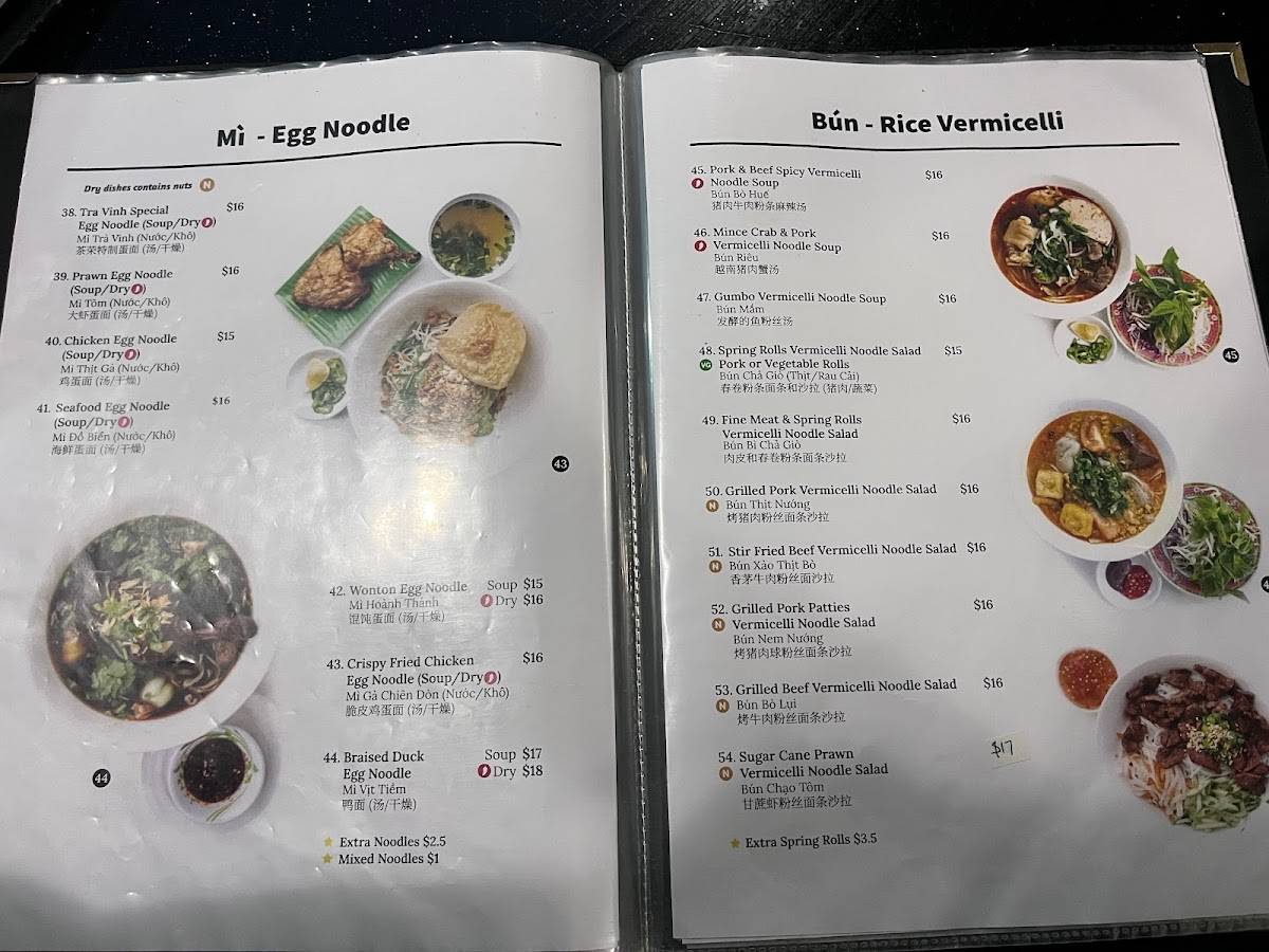 Menu at Trà Vinh Vietnamese Restaurant, Perth, 149 Brisbane St