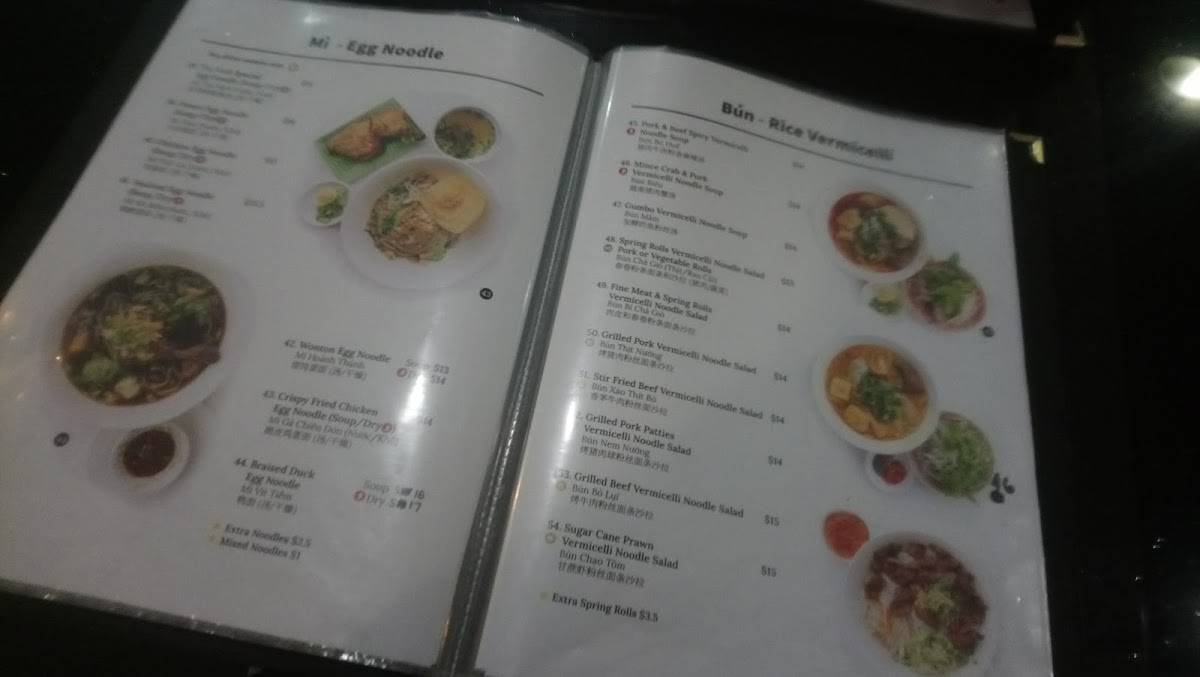 Menu at Trà Vinh Vietnamese Restaurant, Perth, 149 Brisbane St