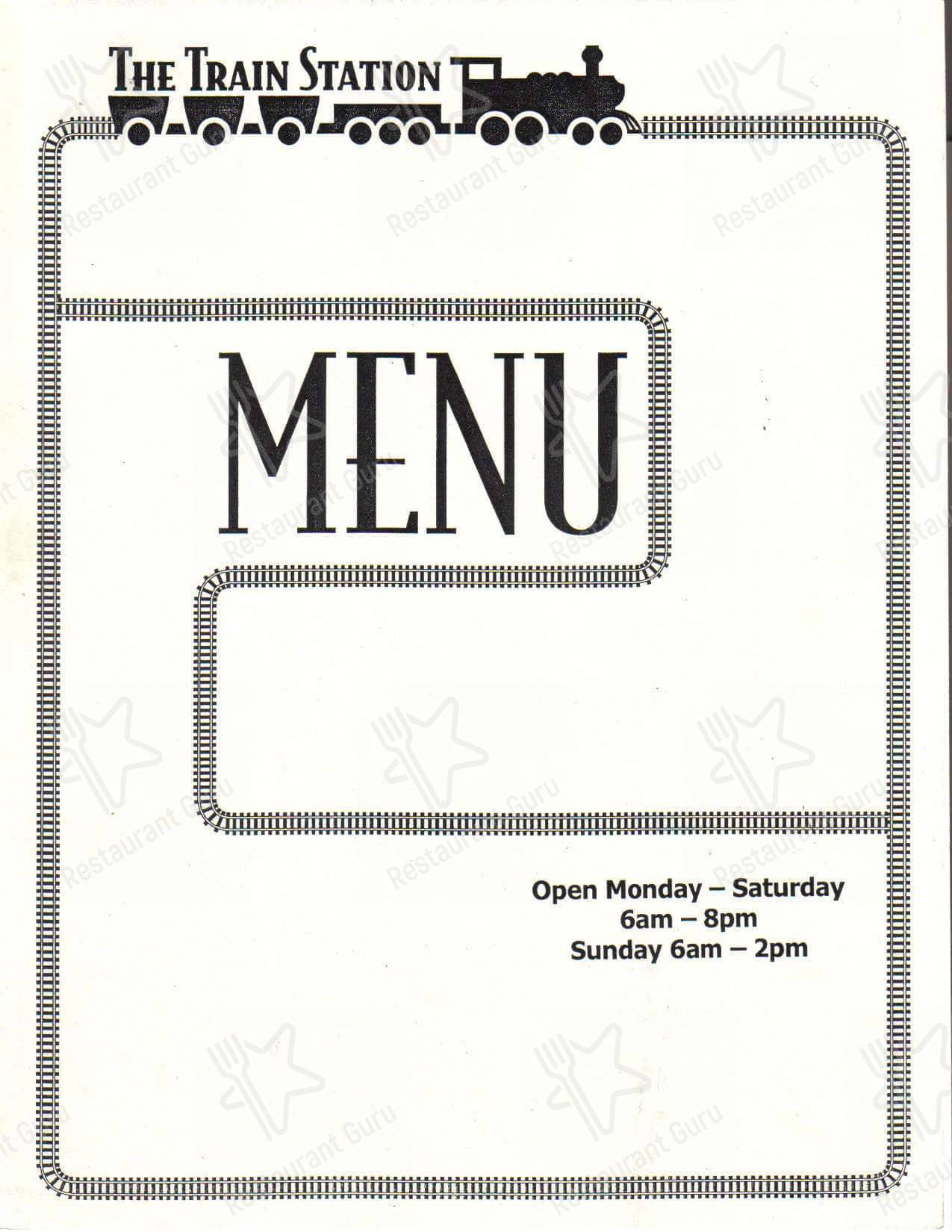 Menu at Train Station restaurant, Warren