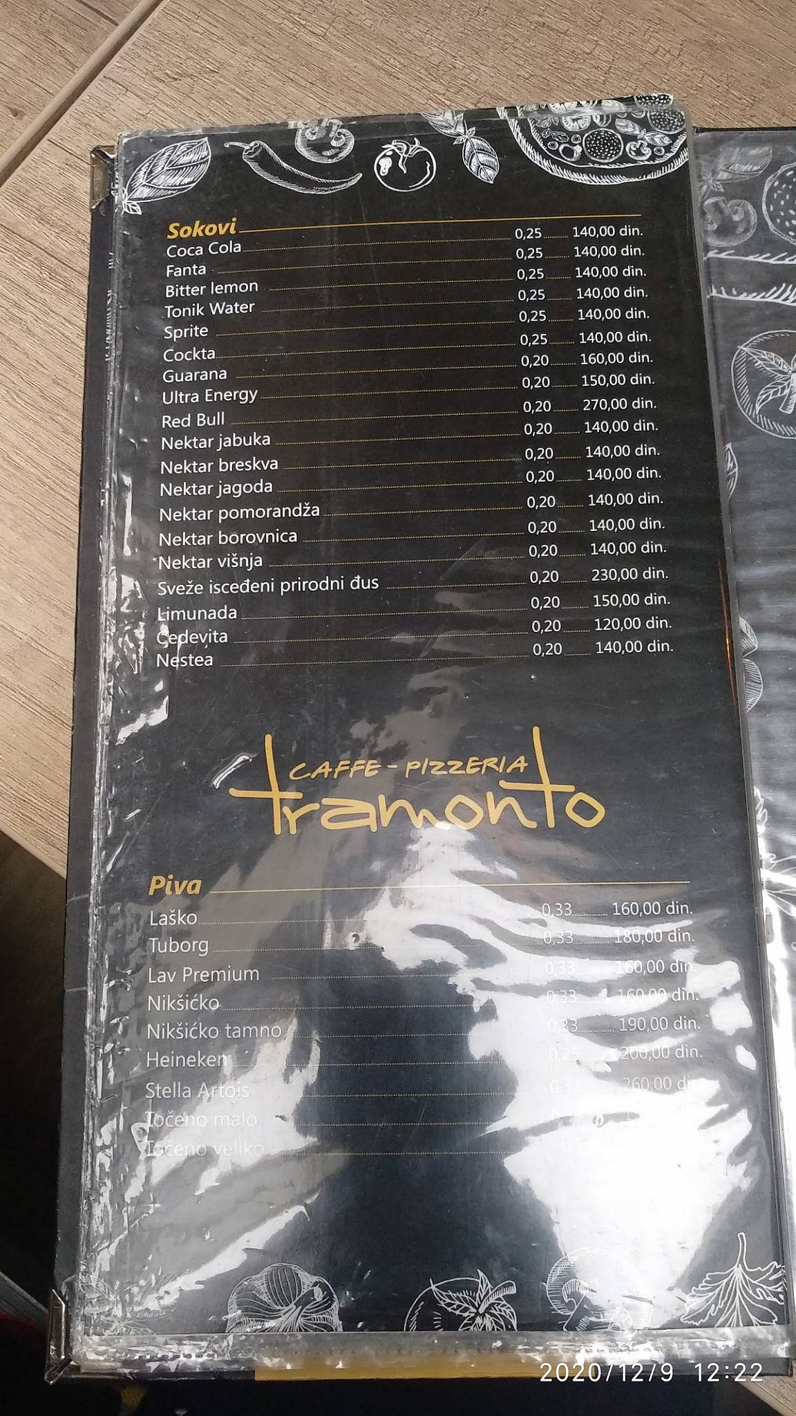 Menu at Tramonto Kafe Restoran restaurant, Kraljevo