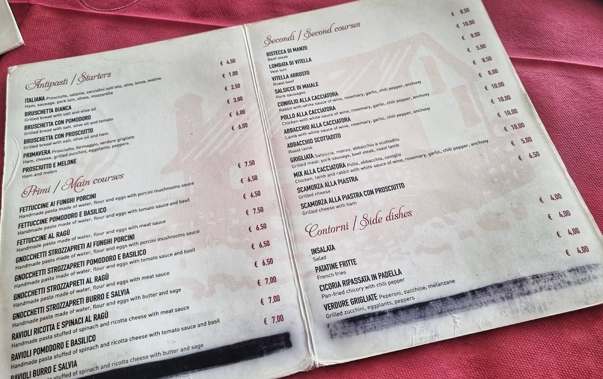 Menu da Trattoria Del Giardino Panoramico ristorante, Castel San Pietro ...