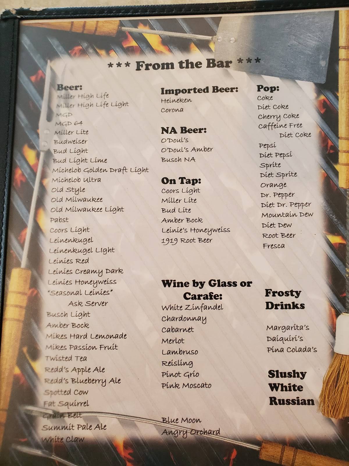 Menu at The Prime Bar and Family Dining, Trego