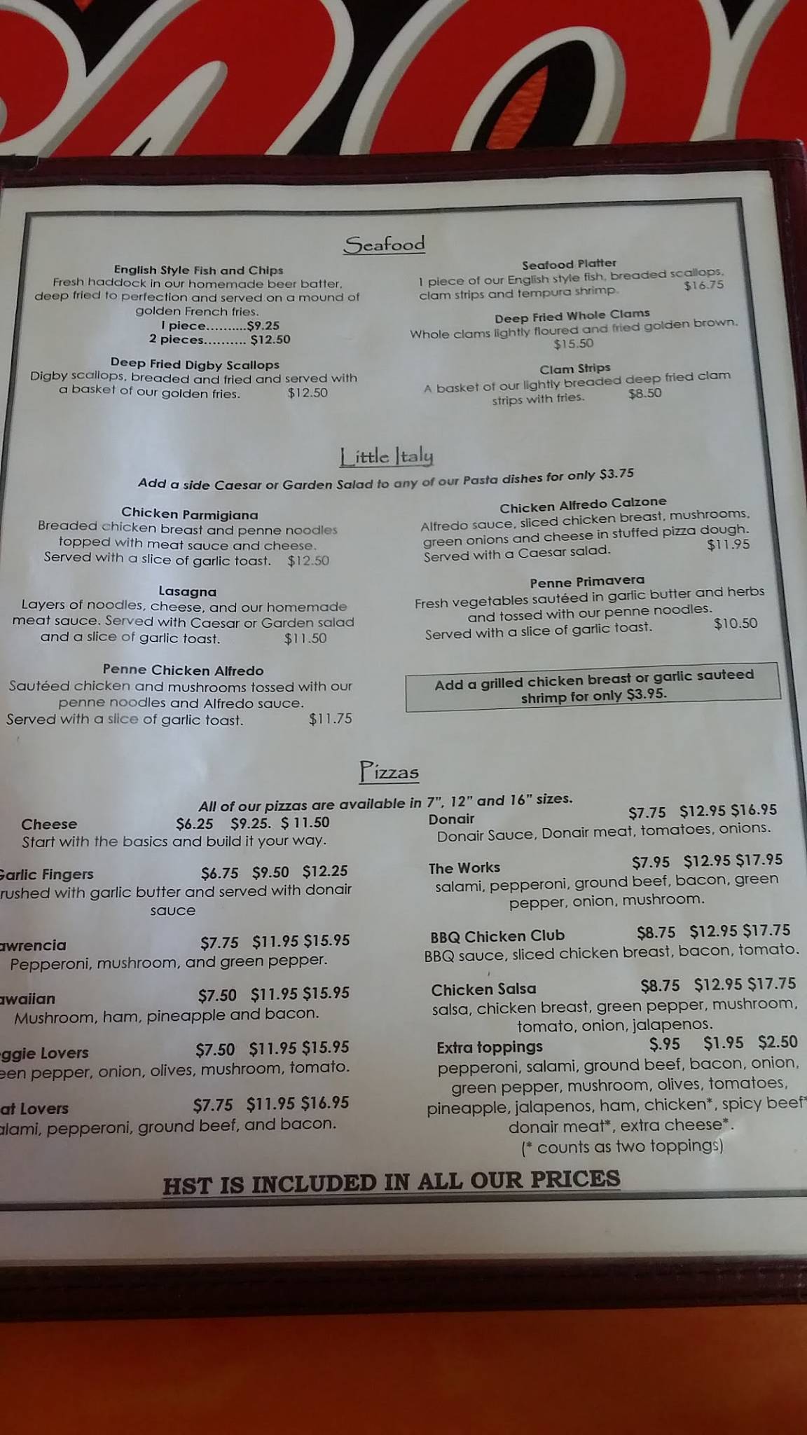 Menu at Engine Room Pub, Truro