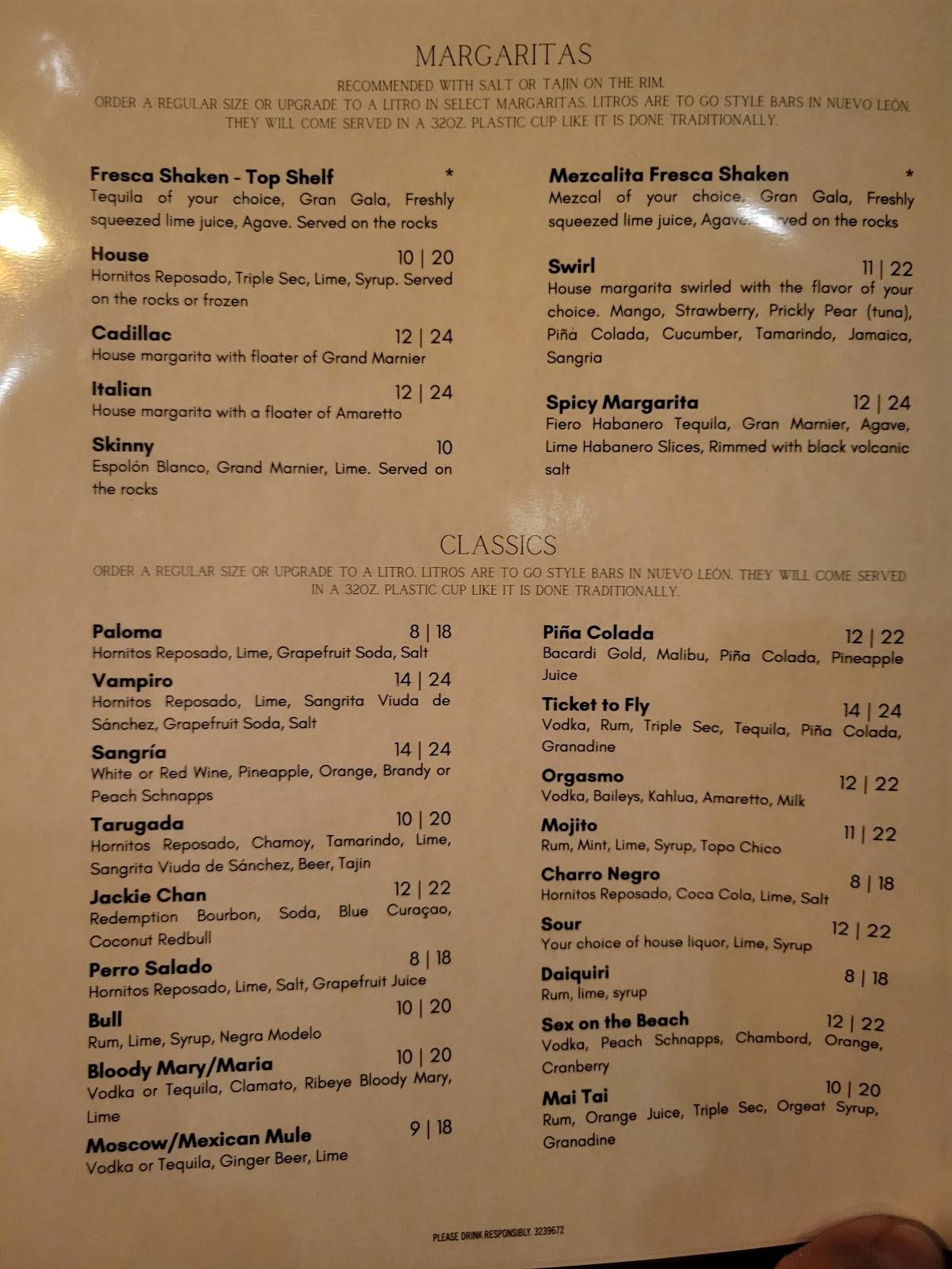 Menu at Tu Asador steakhouse, Castle Hills