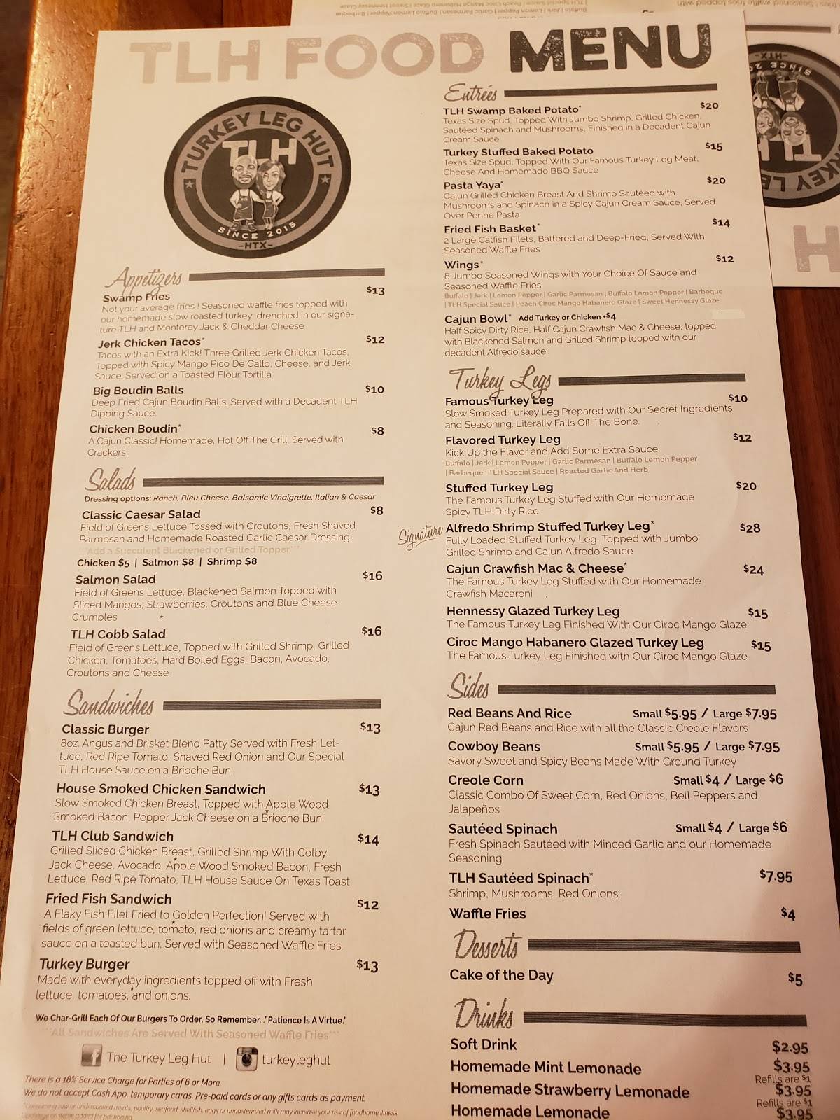 Menu at Turkey Leg Hut restaurant, Houston, Almeda Rd suite A/B