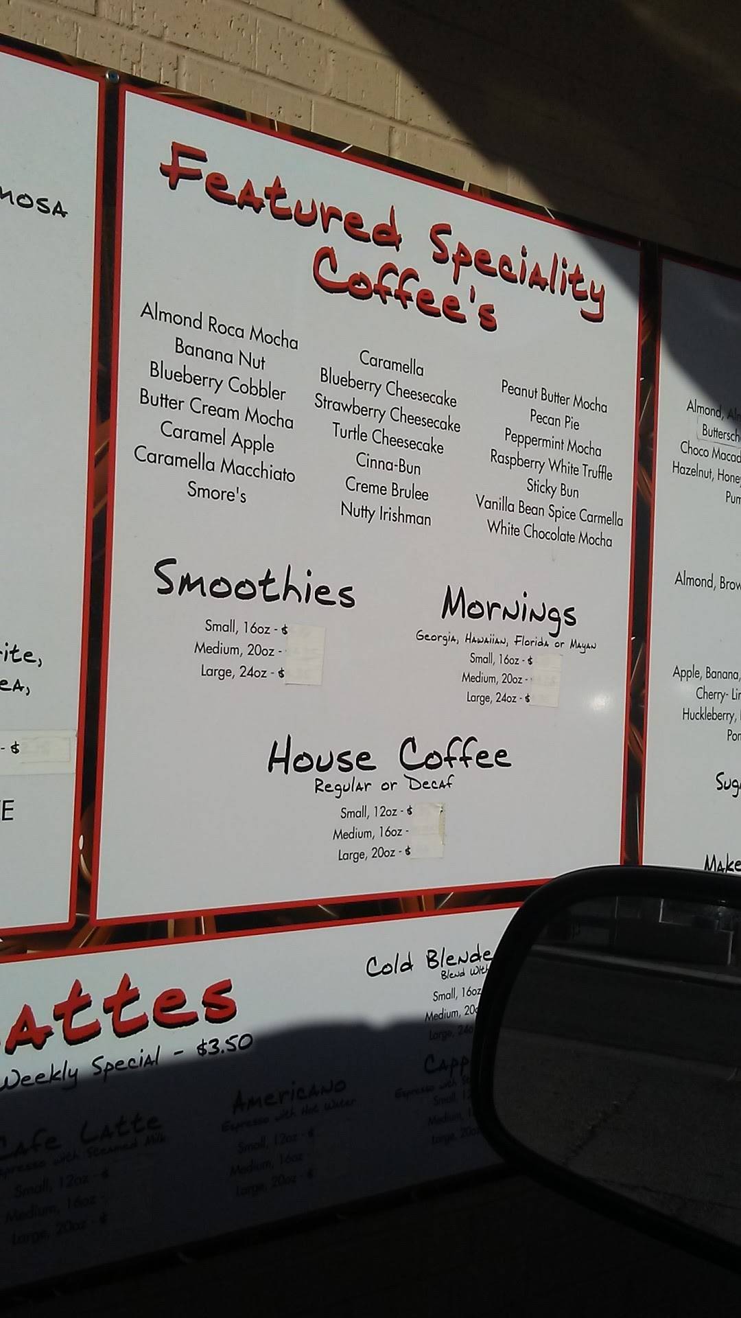 Menu at Undergrounds Coffee NM, Hobbs, N Dal Paso St