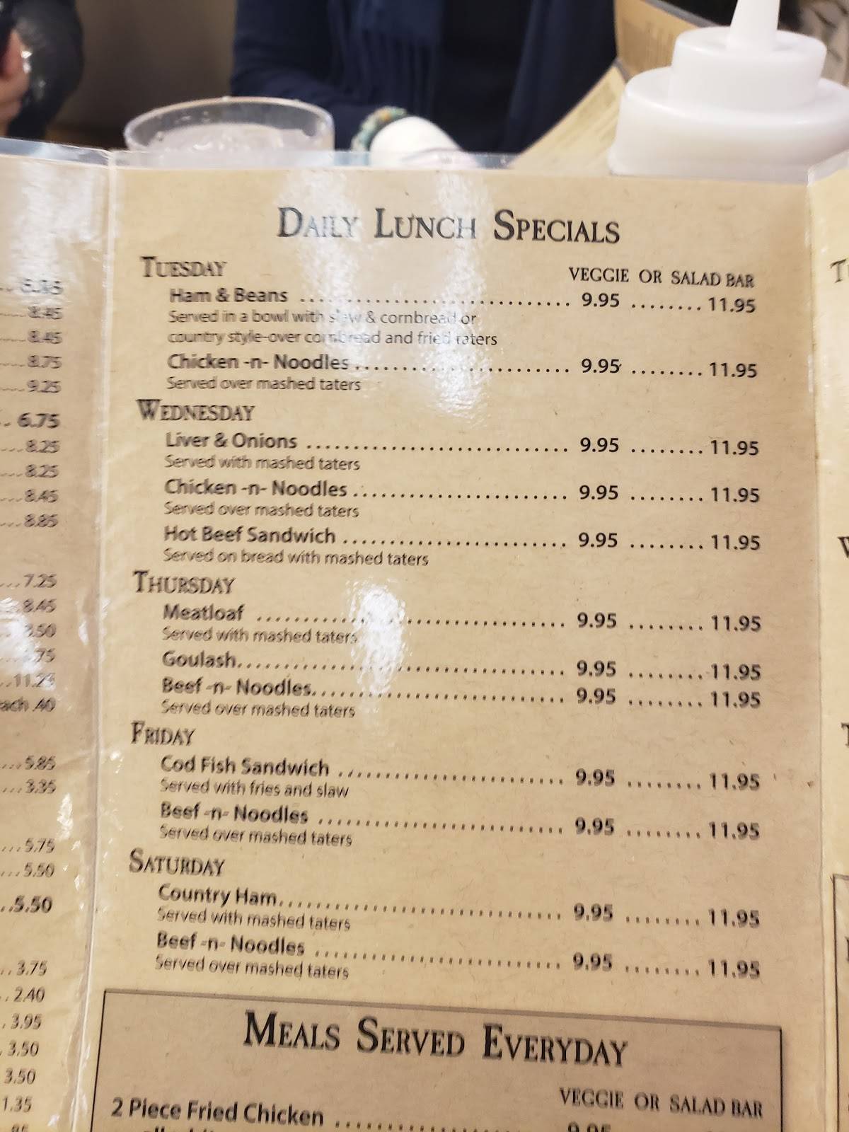 Menu at Apple Dumpling restaurant, Urbana
