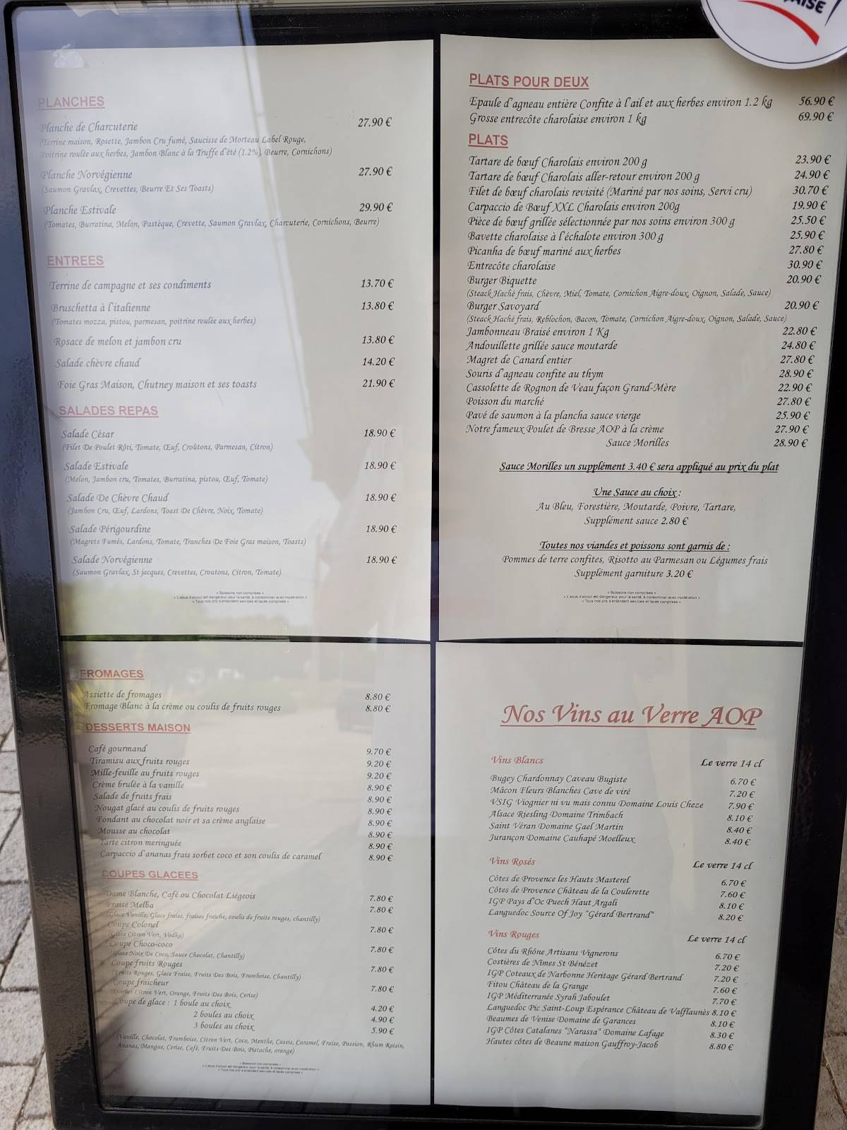 Menu au La Maison des Viandes restaurant, Viriat