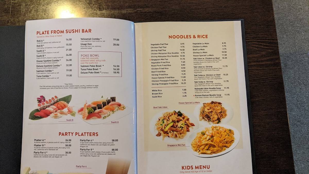 Menu at W&Z Asian Bistro and Sushi Bar, Silver City